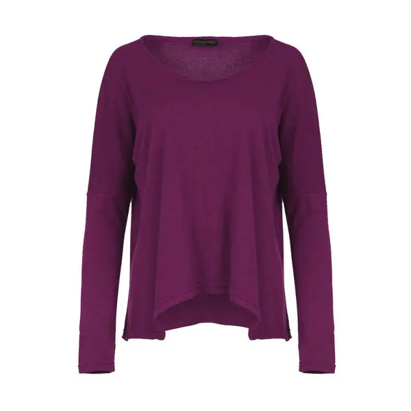 CONQUISTA Aubergine Knit Top With Batwing Style Sleeves - Purple
