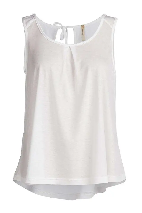 CONQUISTA Round Neck Sleeveless Top - White