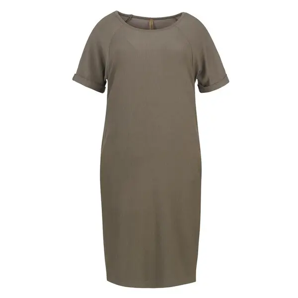 CONQUISTA Olive Punto Di Roma Short Sleeve Dress With Pockets - Green