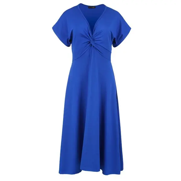 CONQUISTA Royal Knot Detail Midi Dress - Blue