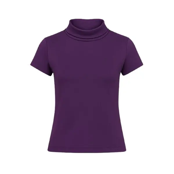 CONQUISTA Short Sleeve Turtleneck Top - Purple