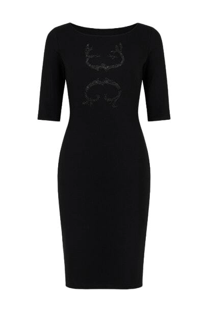 CONQUISTA Sequin Detail Stretch Dress - Black