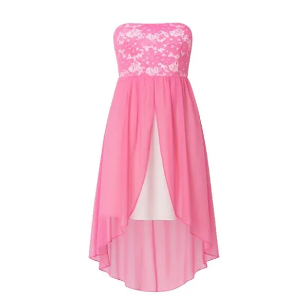 CONQUISTA Strapless Lace And Sheer Layered Dress