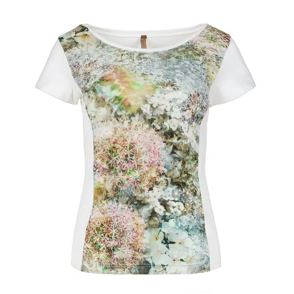 CONQUISTA Short Sleeve Floral Print Top