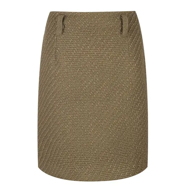 CONQUISTA Olive Jacquard Wool Coat Fabric Mini Skirt - Green