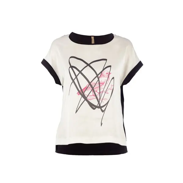 CONQUISTA Neutrals Cap Sleeve Top With Print