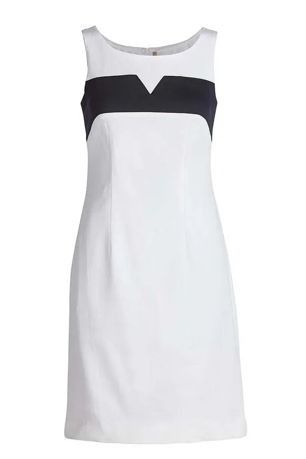 CONQUISTA Sleeveless Empire Line Stretch Dress - White