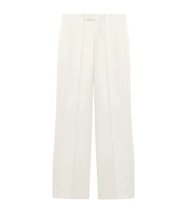 Alexander McQueen Wool Wide-leg Trousers - White