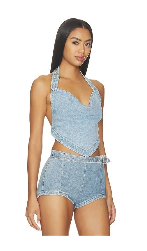 Retrofete Amelisse Denim Top In Blue