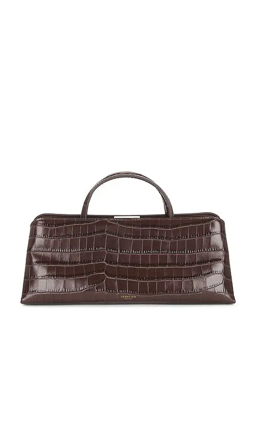 VERAFIED X X Croc ?clair Clutch Shoulder In Chocolate