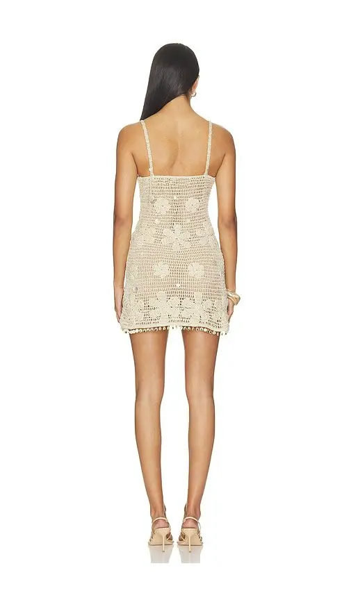 ASTA RESORT Delilah Hand Crochet Mini Dress - Sand Shimmer