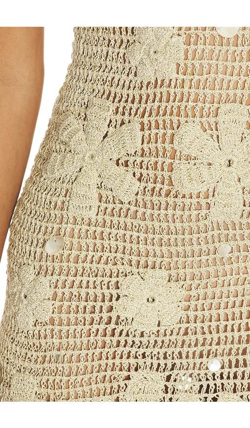 ASTA RESORT Delilah Hand Crochet Mini Dress - Sand Shimmer