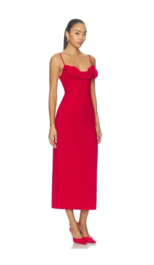 Magda Butrym Floral Applique Midi Dress - Red