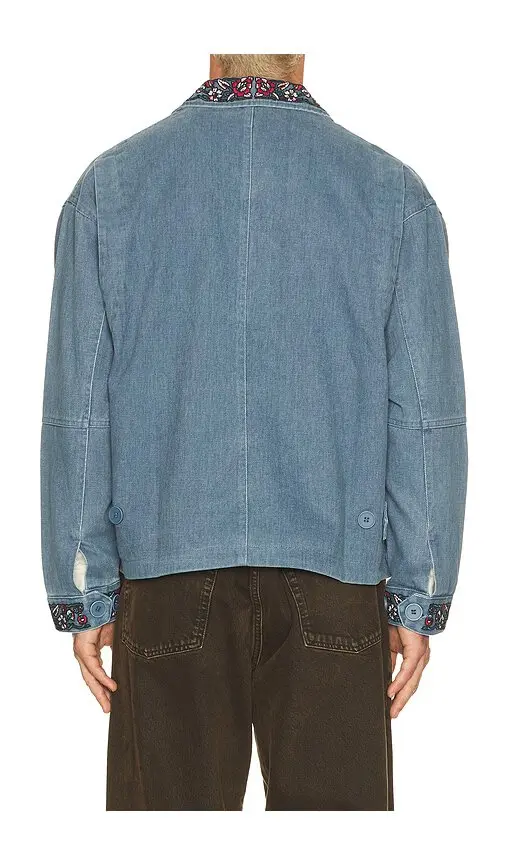FOUND Jockey Club Embroidered Denim Jacket - Faded Navy