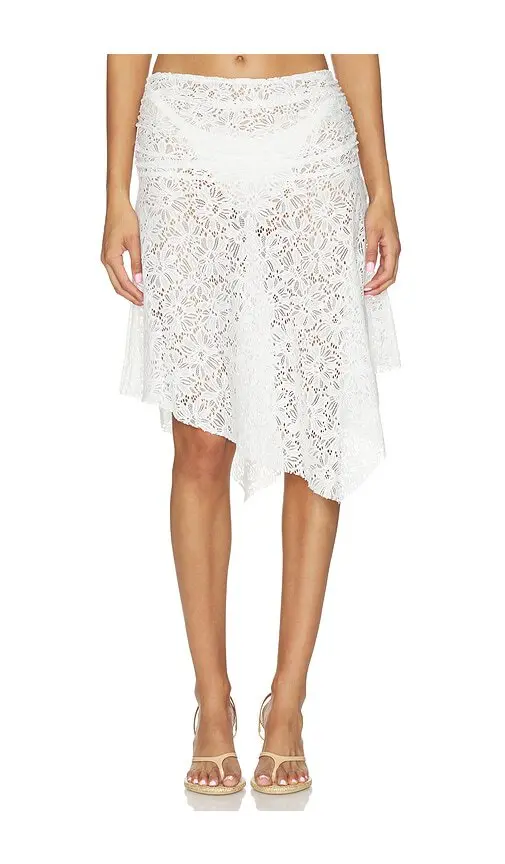 SNDYS. Lilu Lace Midi Skirt - White