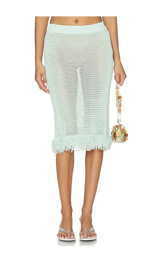 Paris Georgia Fringe Skirt In Baby Blue - Celeste Blue