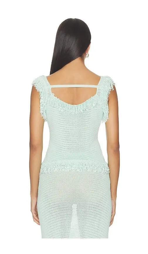 Paris Georgia Crochet Knit Fringe Top - Celeste Blue
