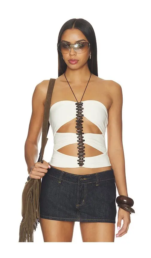I.AM.GIA Halterneck Top With Cut-out Detailing - Cream
