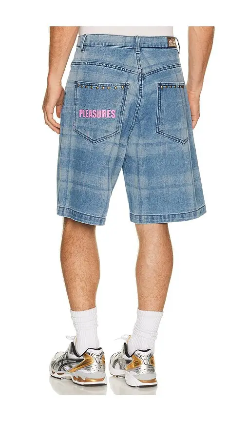 PLEASURES Experiment Jorts In Blue - Indigo