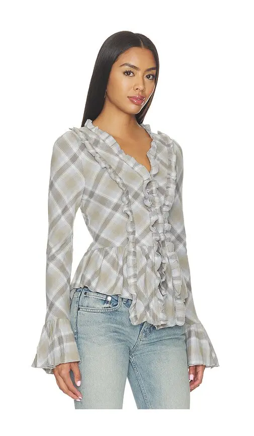 Lioness Odette Long Sleeve Top - Ash Plaid