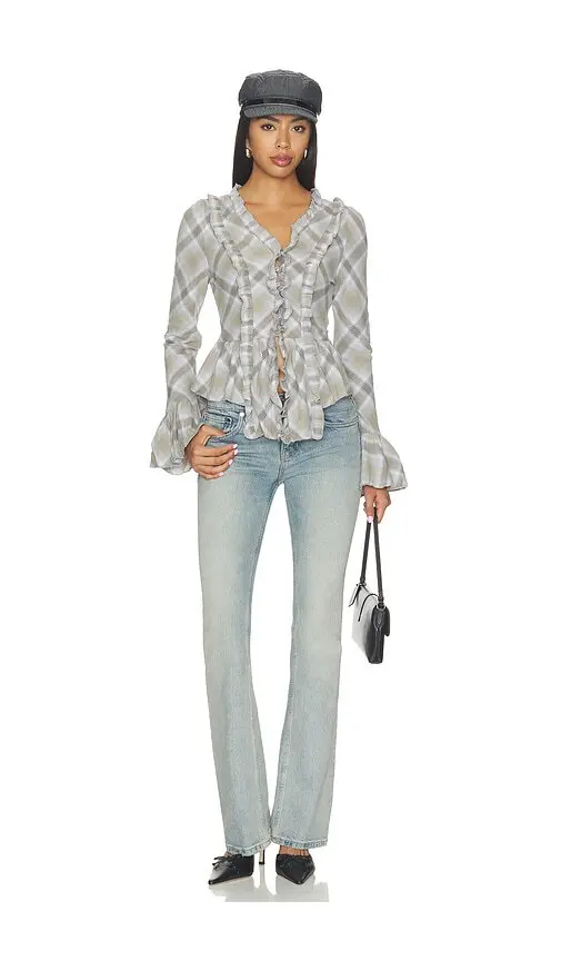 Lioness Odette Long Sleeve Top - Ash Plaid