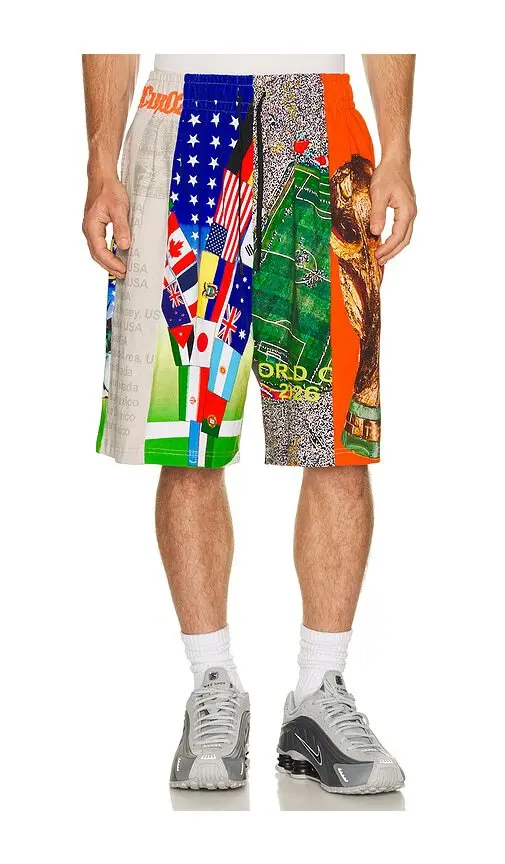 PLEASURES World Cup Wide Shorts In Blue