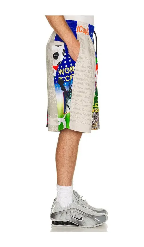 PLEASURES World Cup Wide Shorts In Blue