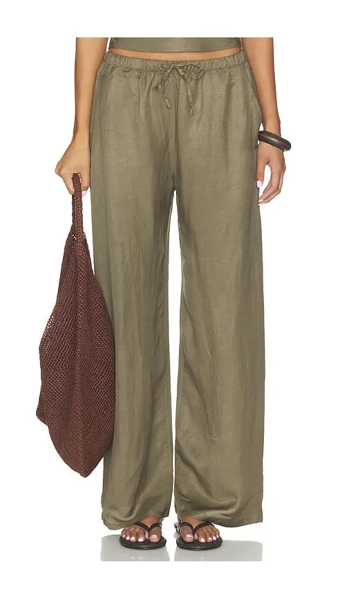 LESET Daniel Drawstring Pocket Pant In Taupe