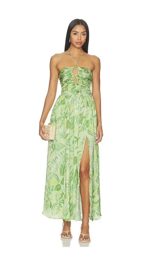Poupette St Barth Avril Maxi Dress - Green Calathea