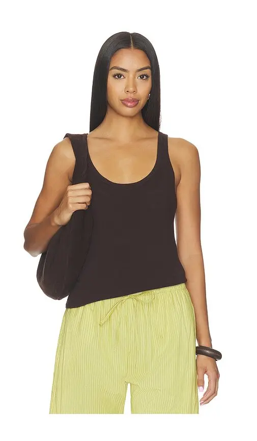 LESET Laura Scoop Neck Tank - Chocolate