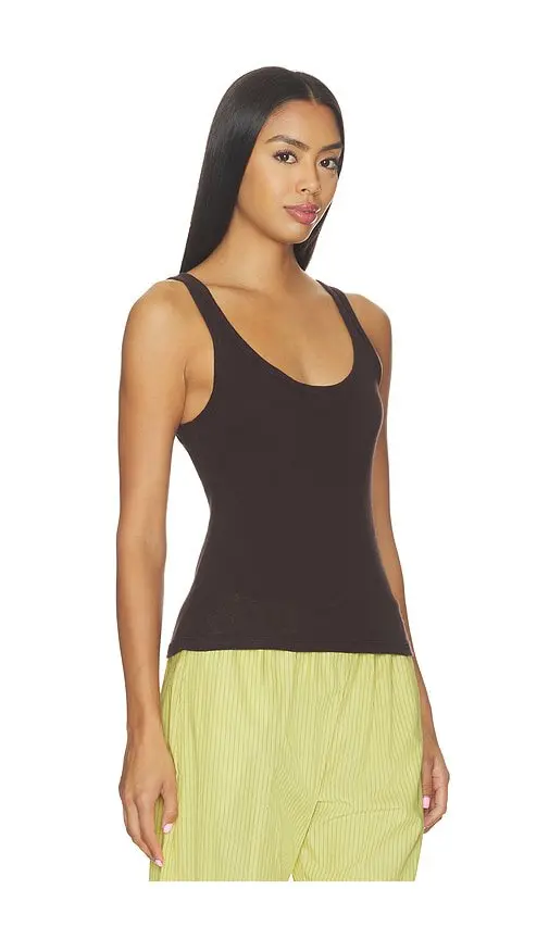 LESET Laura Scoop Neck Tank - Chocolate
