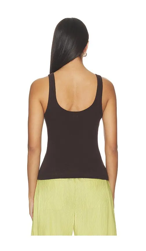 LESET Laura Scoop Neck Tank - Chocolate