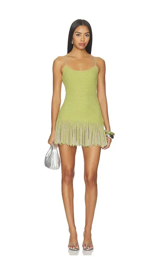 JADED LONDON Knit Mini Dress With Contrast Mesh Skirt - Green