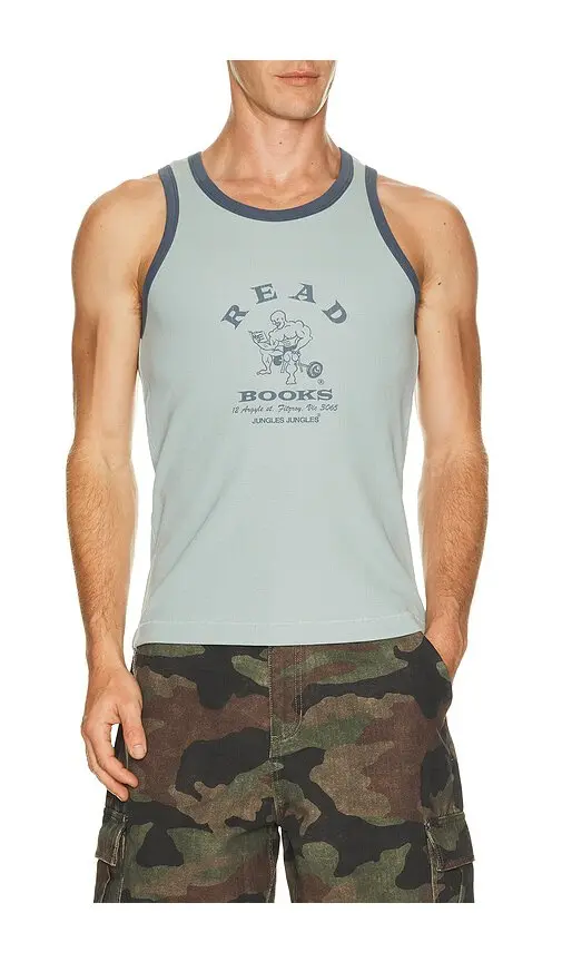 JUNGLES Read More Books Tank Top - Blue