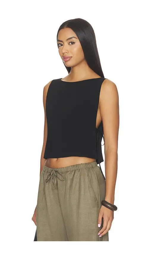 LESET Ari Boatneck Tie Top - Black