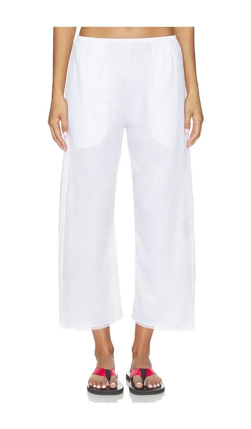 LESET Yoko Lace Crop Pant - White