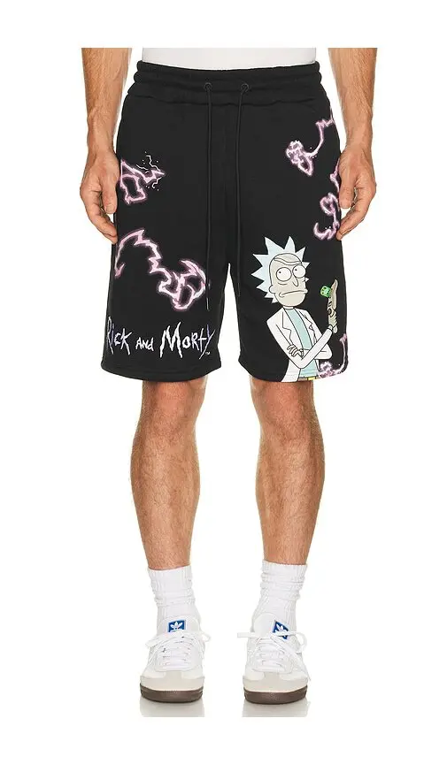 REASON Rick And Morty Fleece Shorts - Black