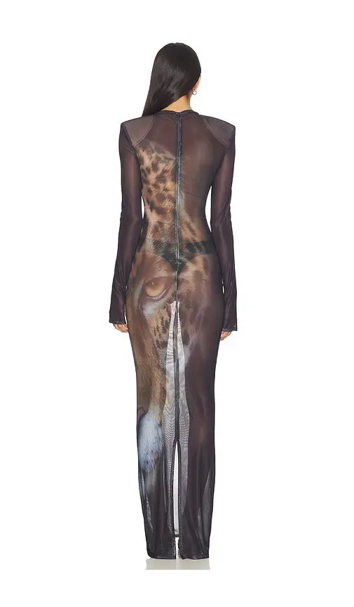 BRONX BANCO Bronx And Banco Tiger Print Mesh Maxi Dress