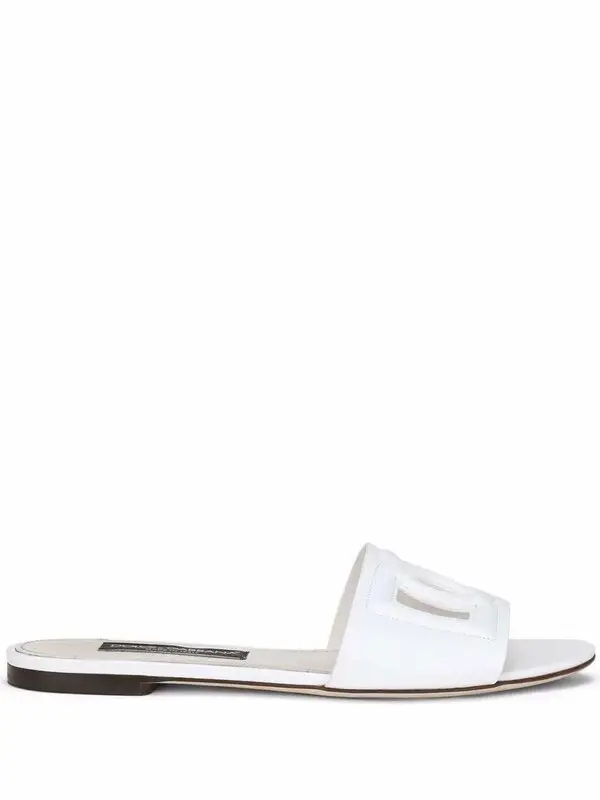 Dolce & Gabbana Leather Sandals With Dg Logo - White