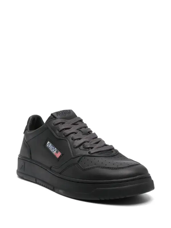 AUTRY Medalist Openwork Leather Sneakers - Black