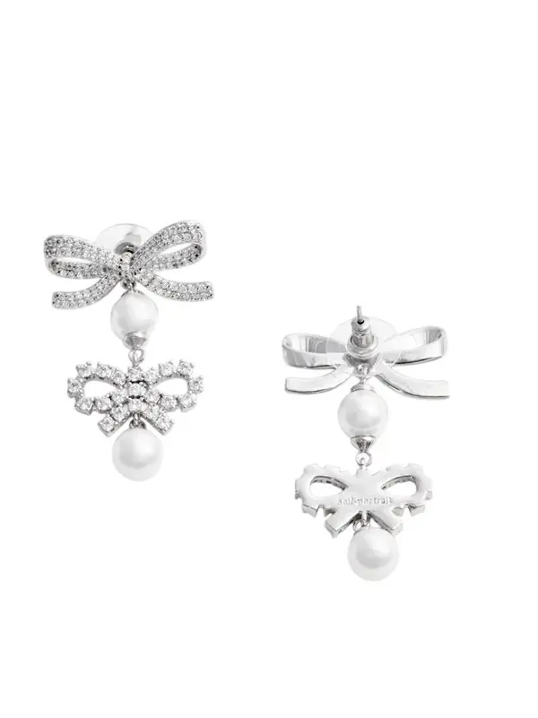 SELF-PORTRAIT Double Bow Pearl Earrings