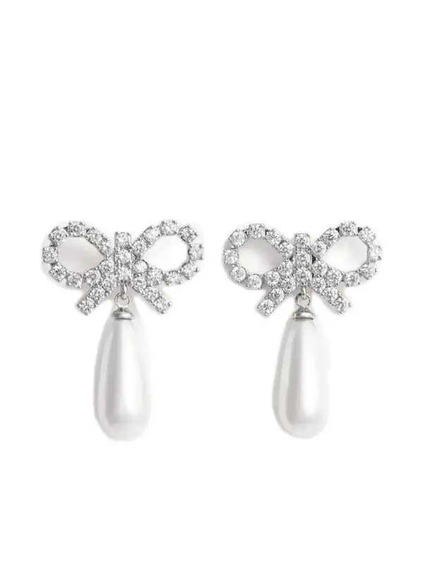 SELF-PORTRAIT Bow And Pearl Earrings - Metallic