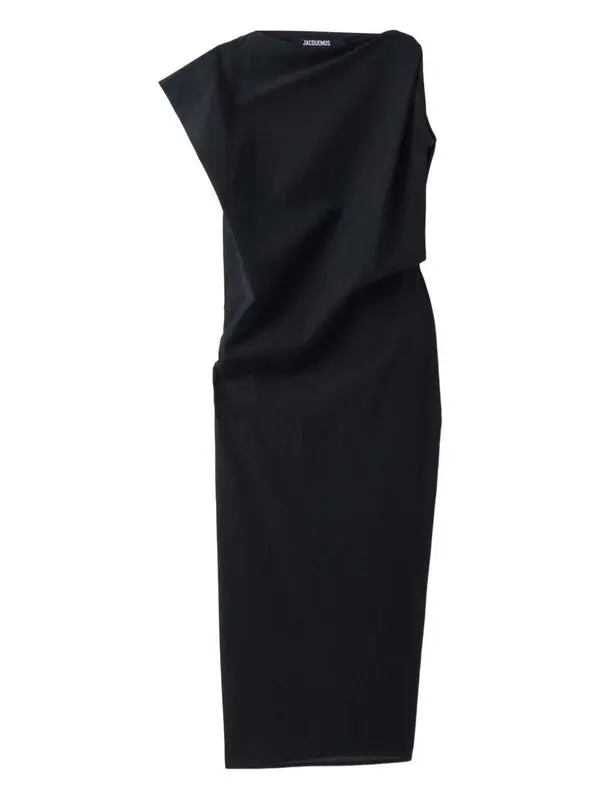 SELF-PORTRAIT Draped Midi Dress - Black