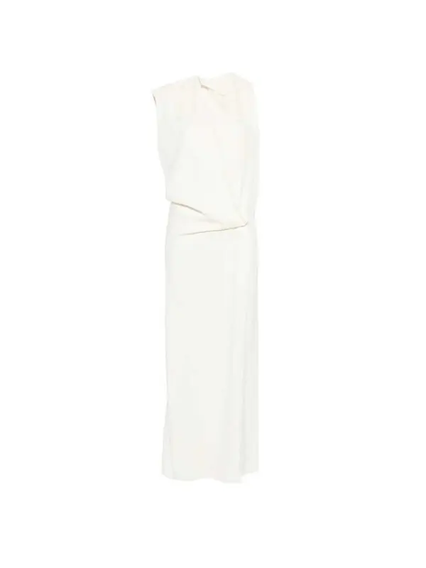 SELF-PORTRAIT Draped Midi Dress - White