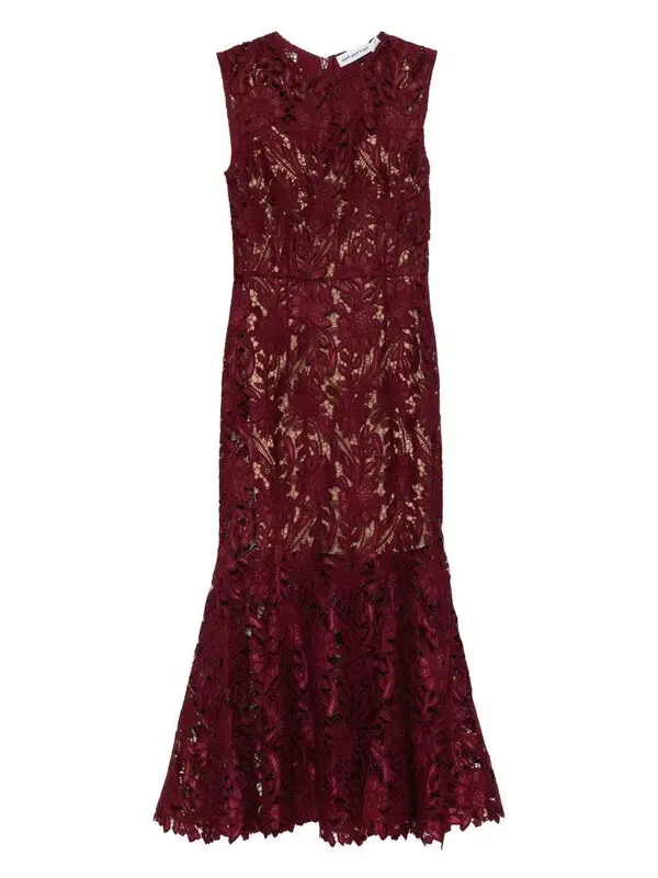 SELF-PORTRAIT Sleeveless Midi Dress - Red