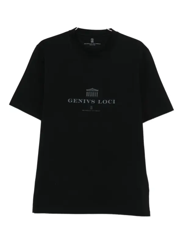 Brunello Cucinelli Crew-neck T-shirt With Graphic Print - Black