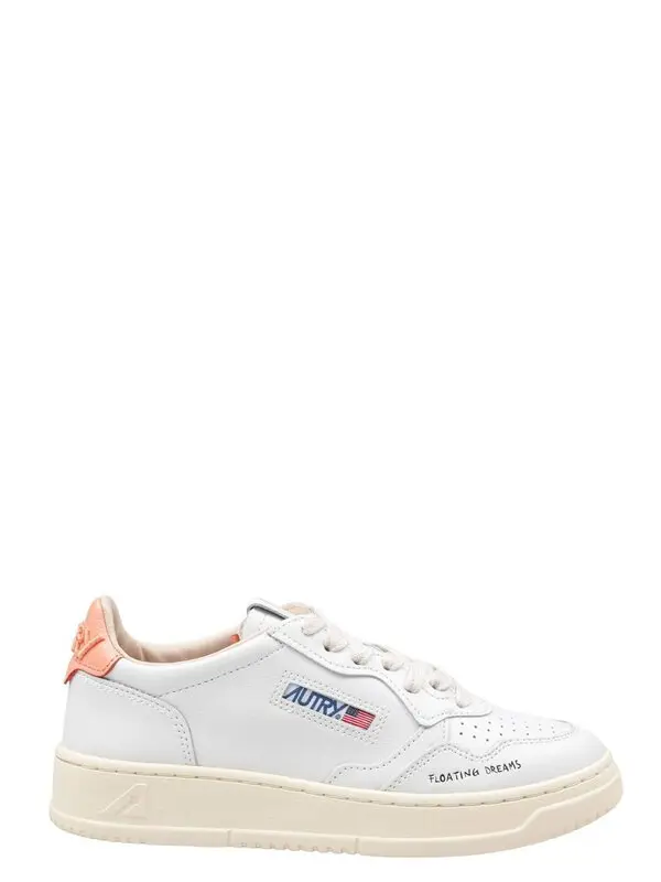 AUTRY Medalist Low-top Leather Sneakers In And Peach - White