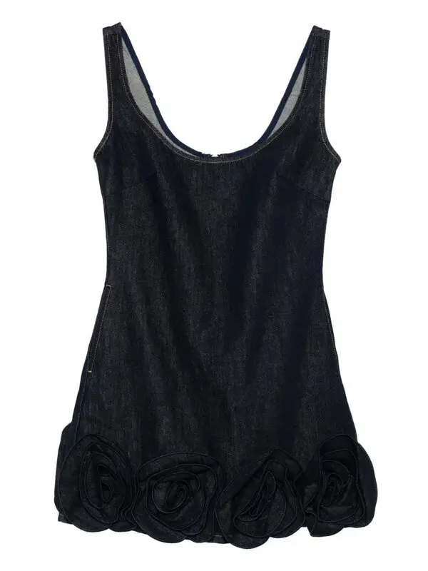 SELF-PORTRAIT Short Dress With Floral Appliqu - Blue