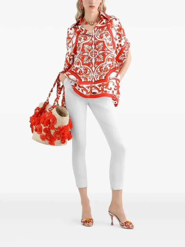 Dolce & Gabbana Silk Shirt With Maiolica Print