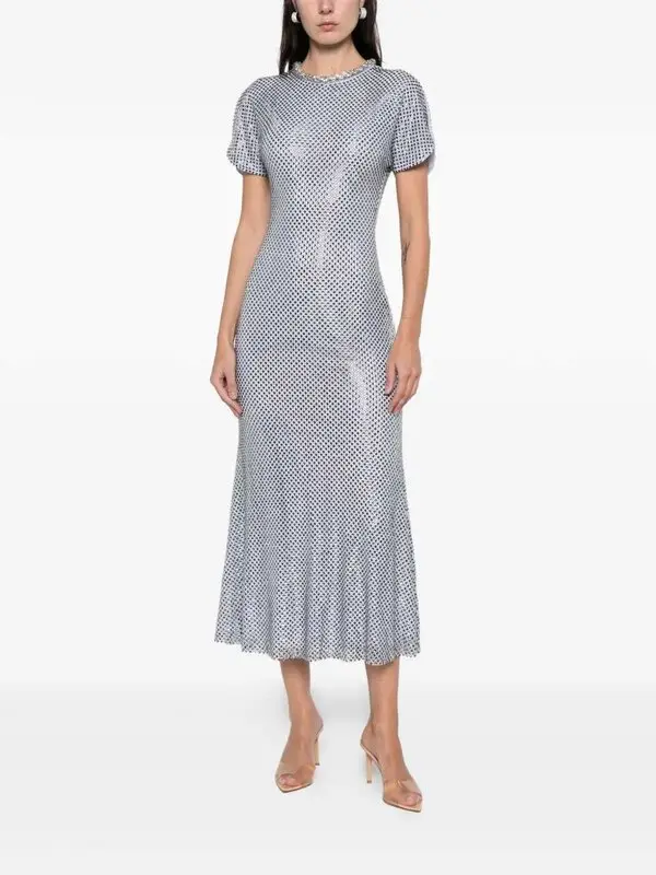 SELF-PORTRAIT Midi Dress With Rhinestones